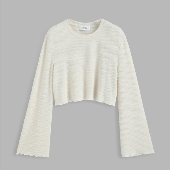 Cider | Tops | Cider Ruched Round Neckline Long Bell Sleeve Cropped ...